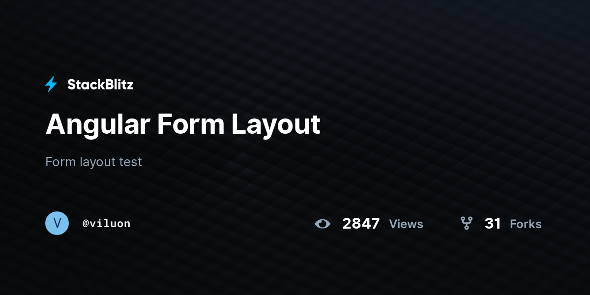 Angular Form Layout - StackBlitz