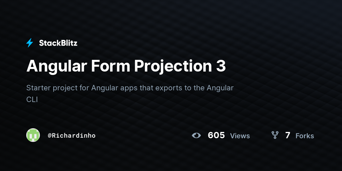 Angular Form Projection 3 - StackBlitz