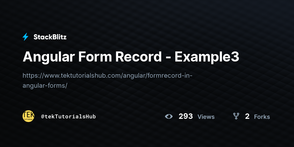 Angular Form Record - Example3 - StackBlitz