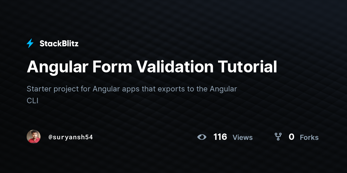 Angular Form Validation Tutorial - StackBlitz