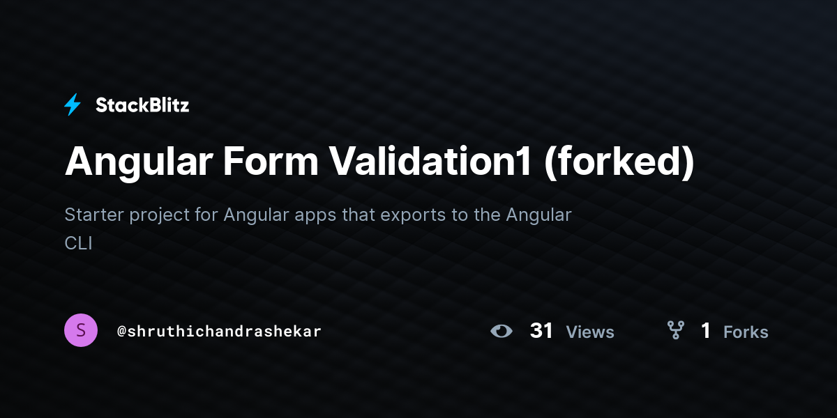 Angular Form Validation1 Forked Stackblitz 4016