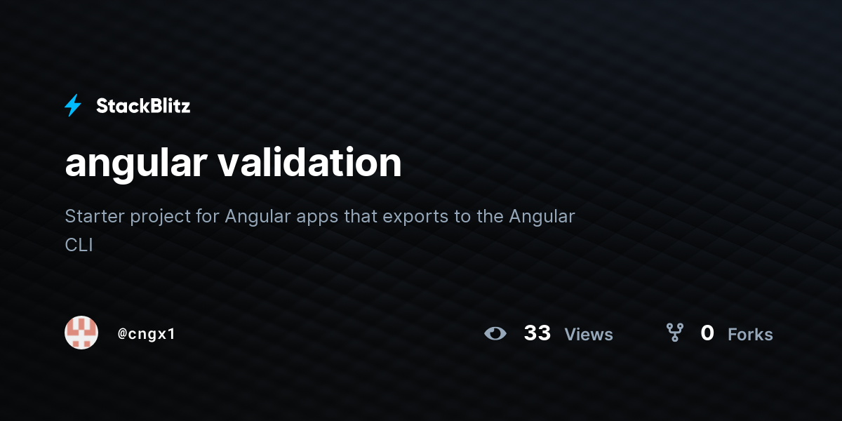 angular validation - StackBlitz angular validation - StackBlitz