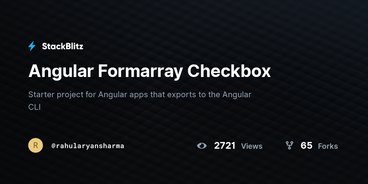 Angular Formarray Checkbox - StackBlitz