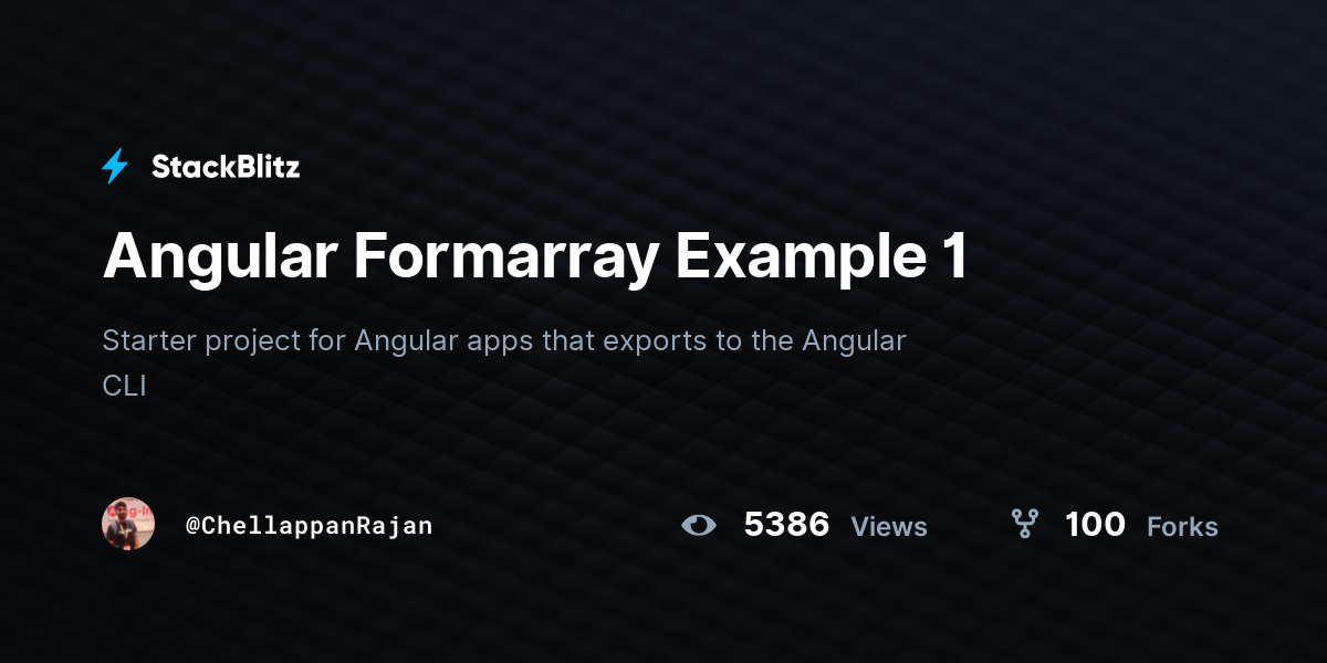 Angular Formarray Example 1 - StackBlitz