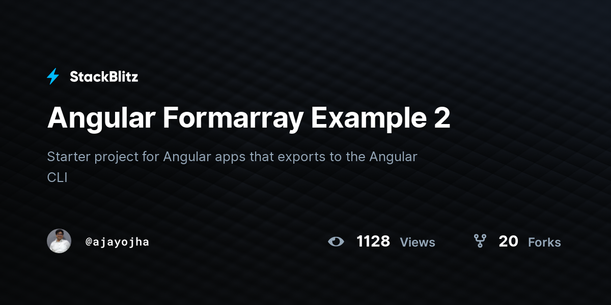 Angular Formarray Example 2 - StackBlitz