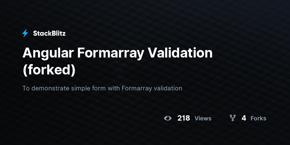 Angular Formarray Validation (forked) - StackBlitz