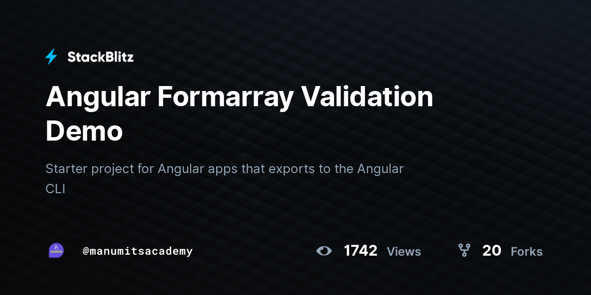 Angular Formarray Validation Demo - StackBlitz