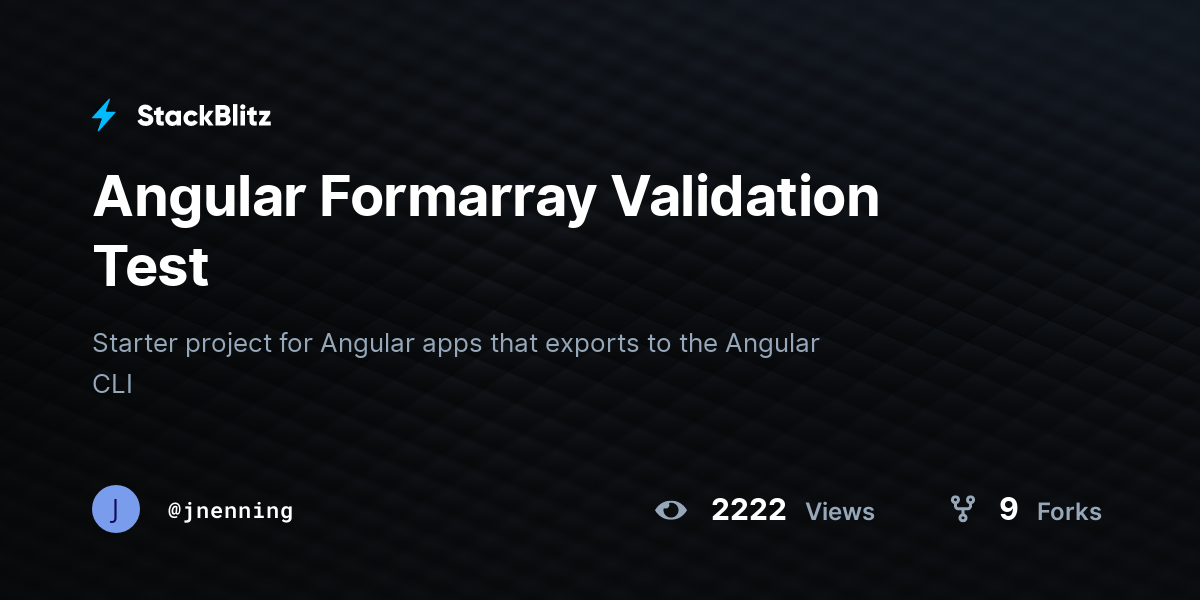 Angular Formarray Validation Test - StackBlitz