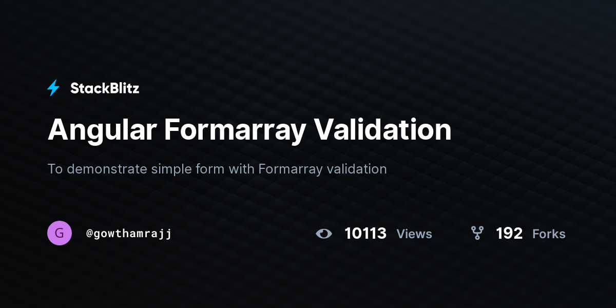 Angular Formarray Validation - StackBlitz