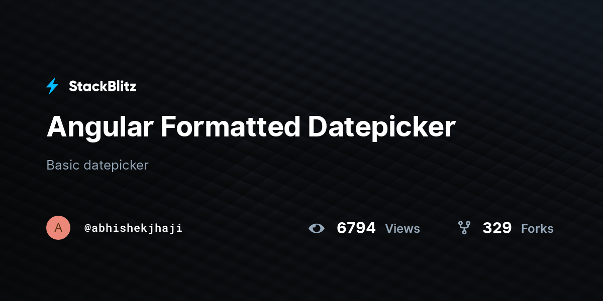 Angular Formatted Datepicker - StackBlitz