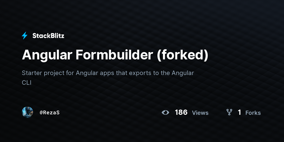 Angular Formbuilder Forked Stackblitz 