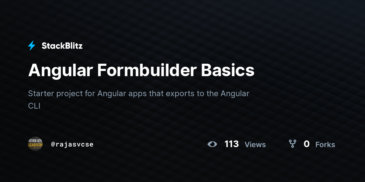 Angular Formbuilder Basics Stackblitz