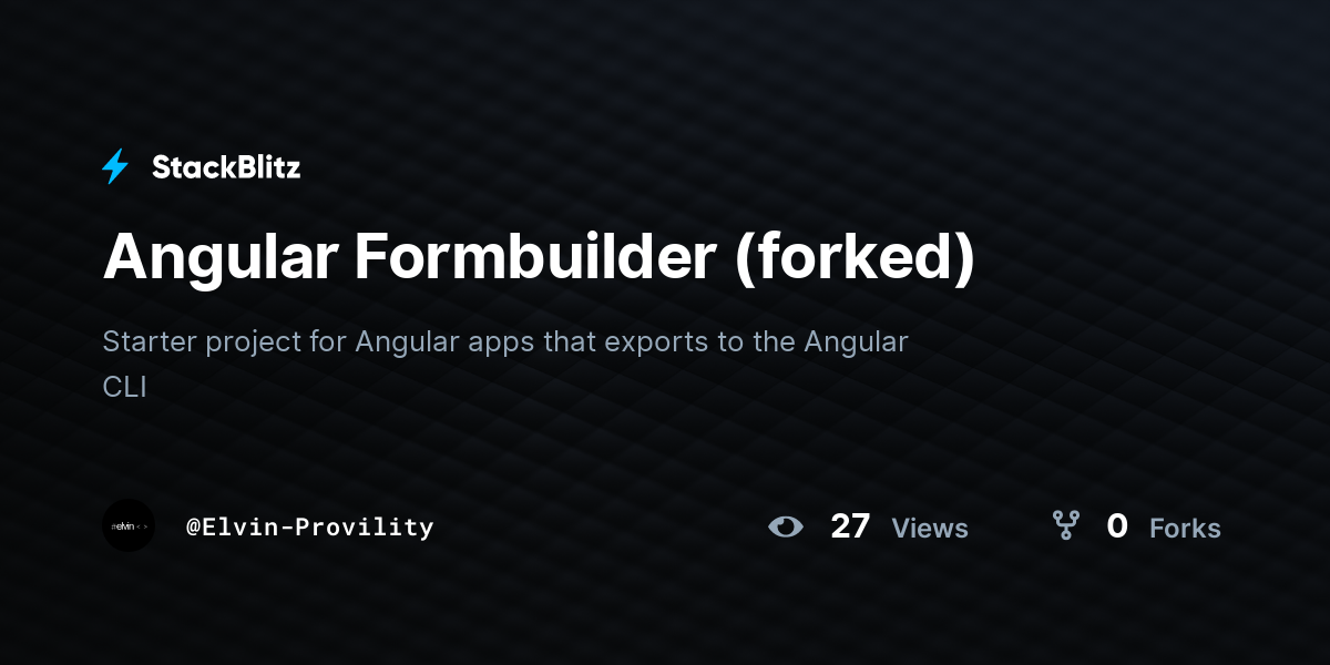 Angular Formbuilder (forked) - StackBlitz Angular Formbuilder (forked) - StackBlitz