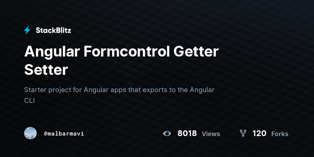 Angular Formcontrol Getter Setter - StackBlitz