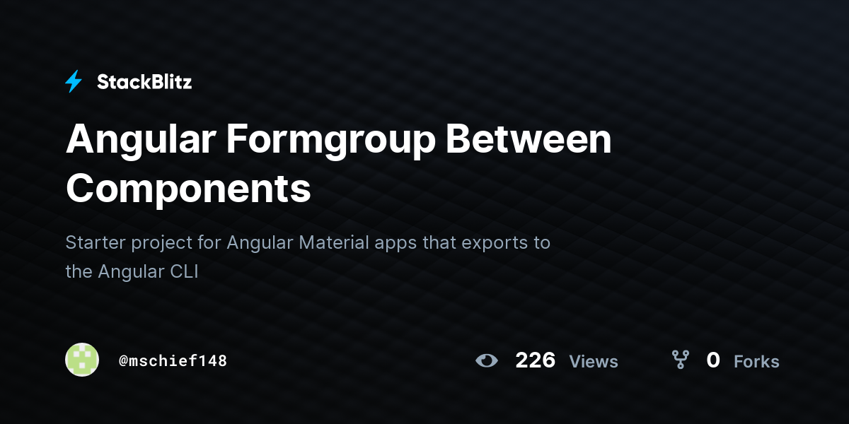 Angular Formgroup Between Components - StackBlitz