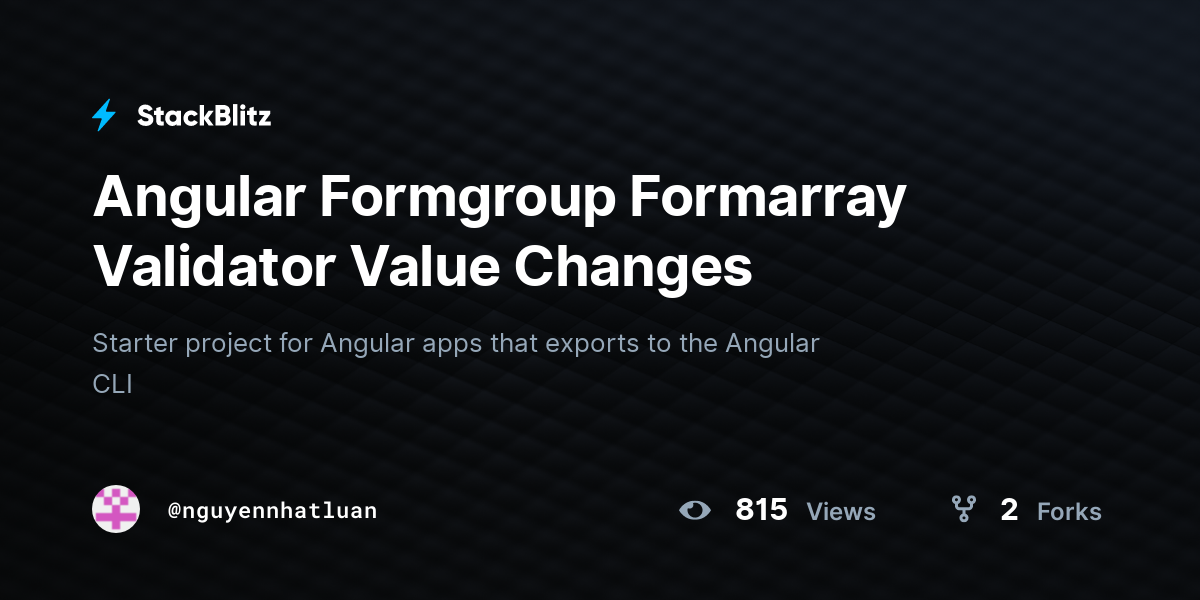 Angular Formgroup Formarray Validator Value Changes - StackBlitz