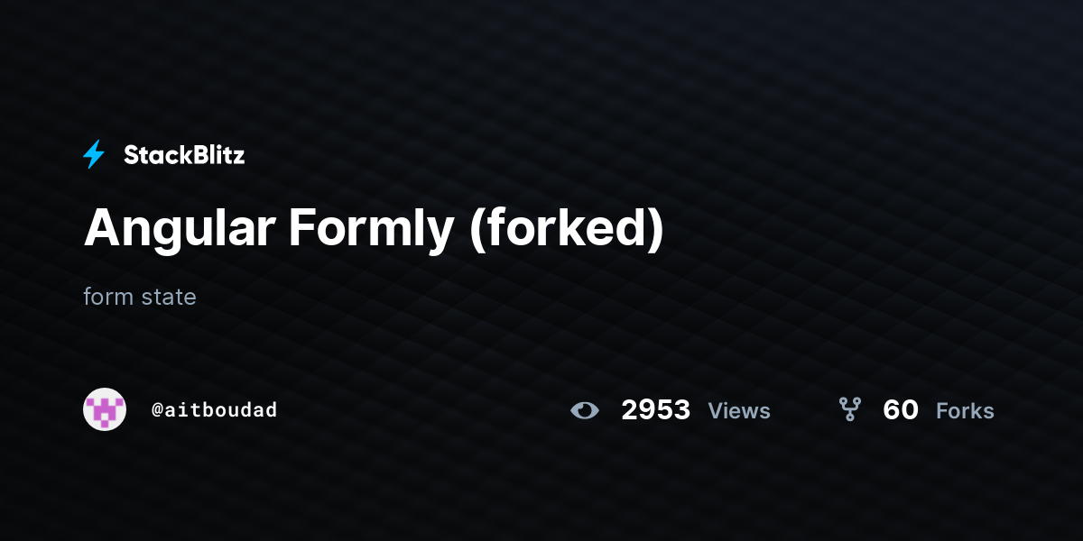 Angular Formly (forked) - StackBlitz
