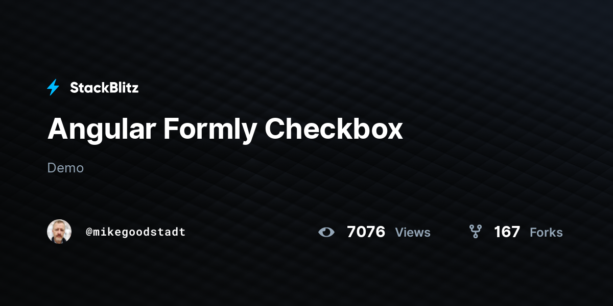 Angular Formly Checkbox - StackBlitz