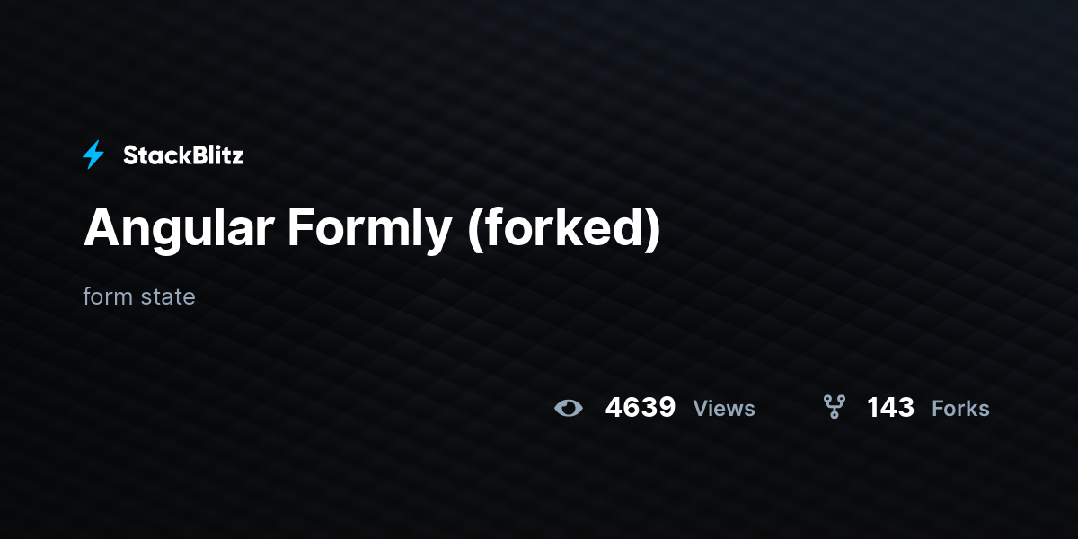 Angular Formly (forked) - StackBlitz