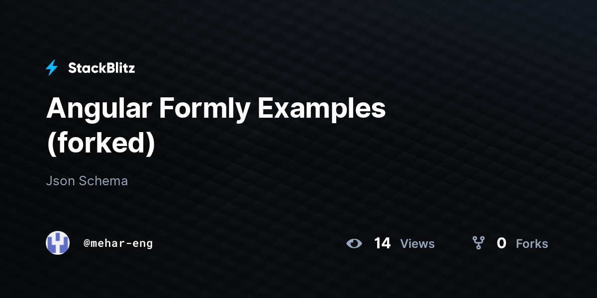 Angular Formly Examples (forked) - StackBlitz