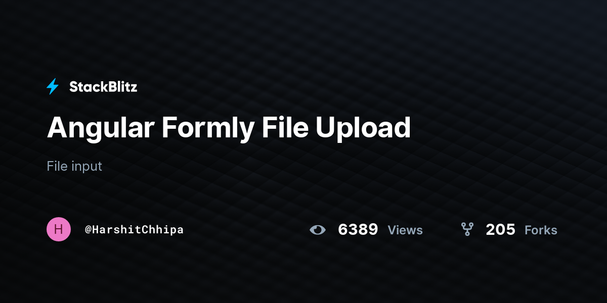 Angular Formly File Upload - StackBlitz