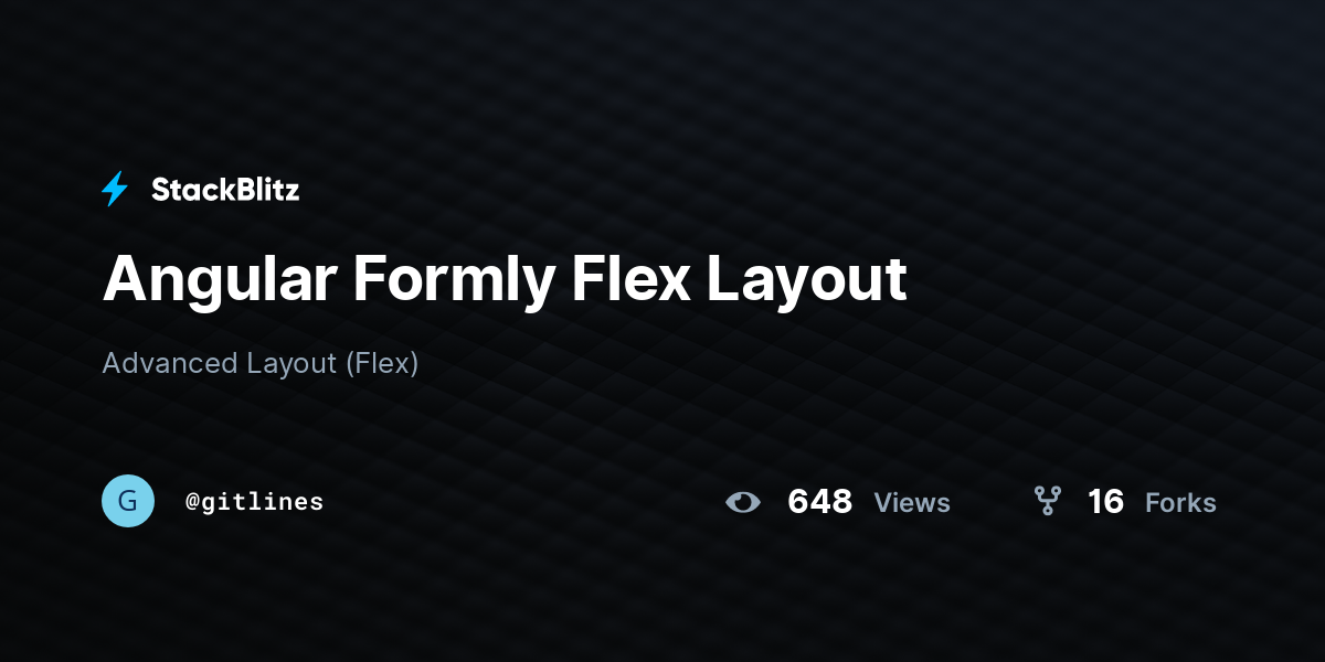 Angular Formly Flex Layout - StackBlitz