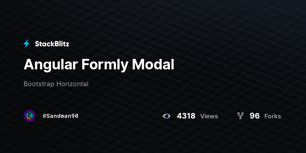Angular Formly Modal - StackBlitz