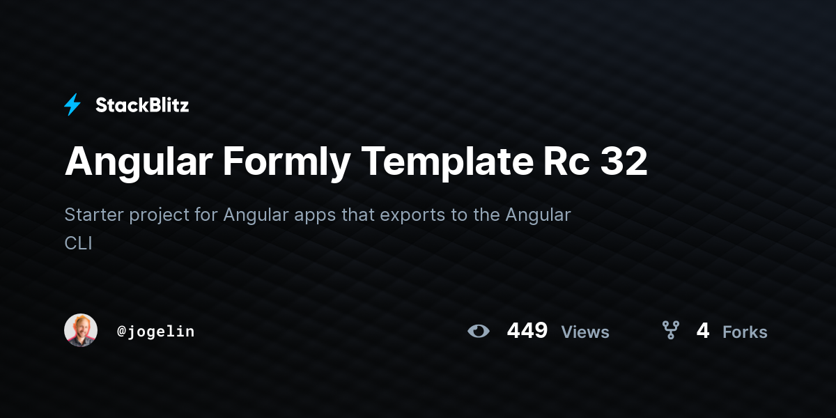 Angular Formly Template Rc 32 - StackBlitz