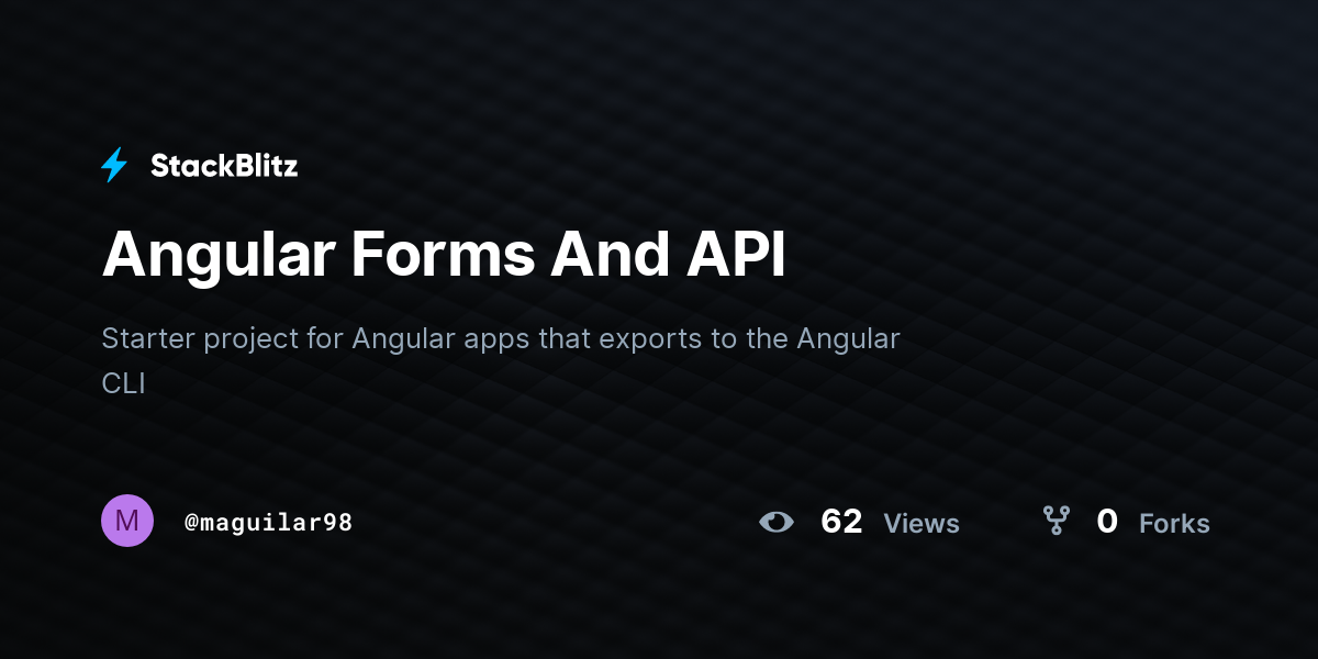 Angular Forms And API - StackBlitz