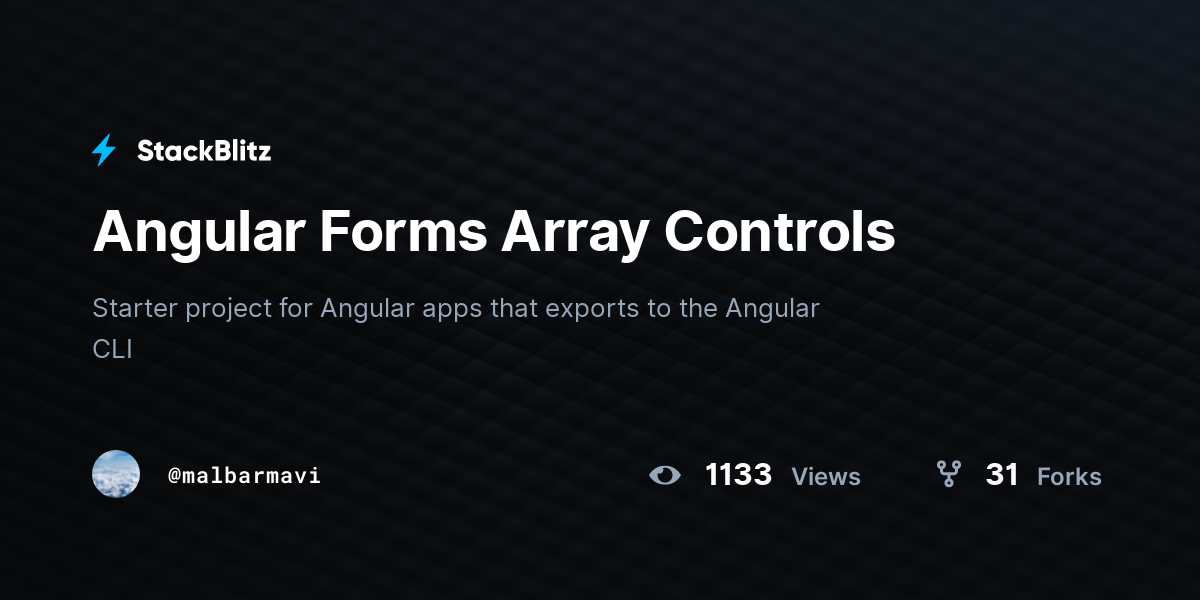 Angular Forms Array Controls Stackblitz