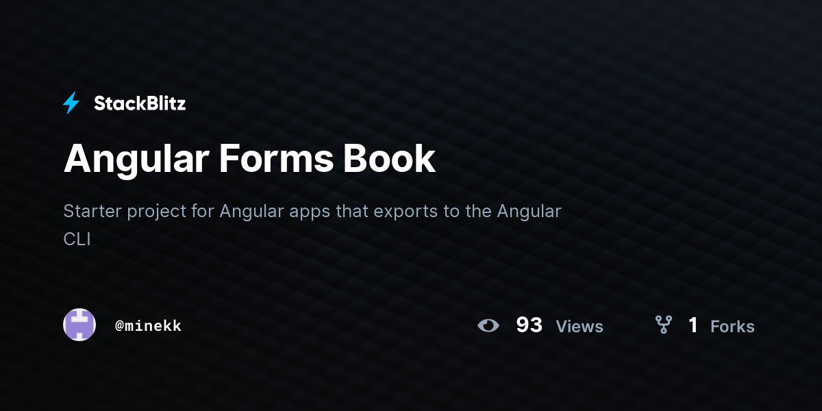 Angular Forms Book - StackBlitz
