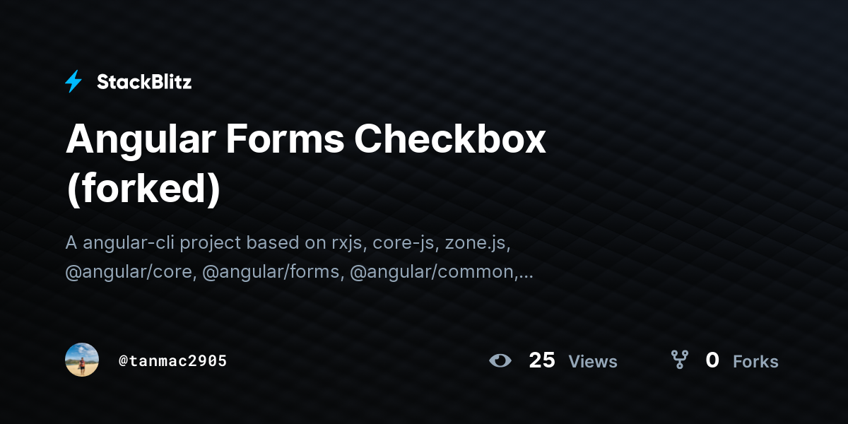 Angular Forms Checkbox Forked Stackblitz 6569