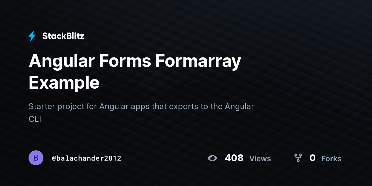 Angular Forms Formarray Example - StackBlitz