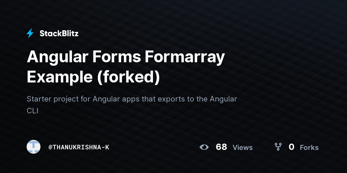 Angular Forms Formarray Example (forked) - StackBlitz