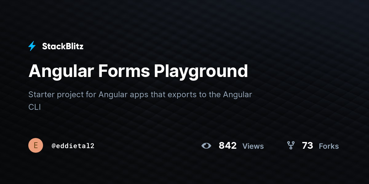 Angular Forms Playground - StackBlitz