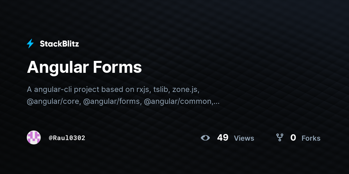 Angular Forms Stackblitz 