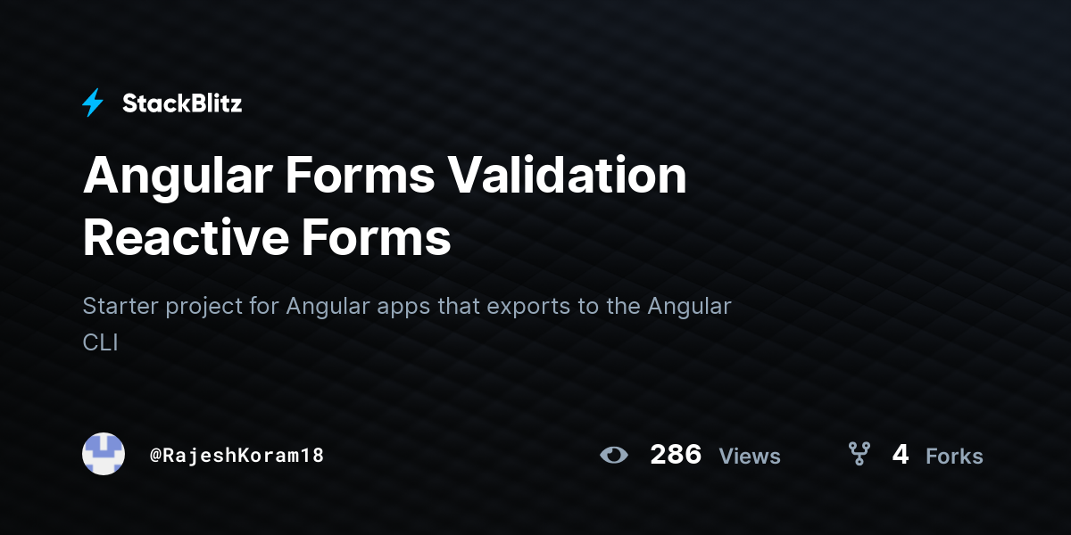 Angular Forms Validation Reactive Forms - StackBlitz