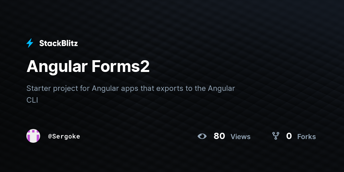 Angular Forms2 - StackBlitz