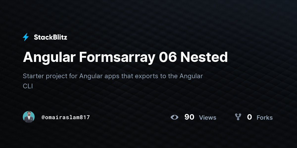 Angular Formsarray 06 Nested - StackBlitz