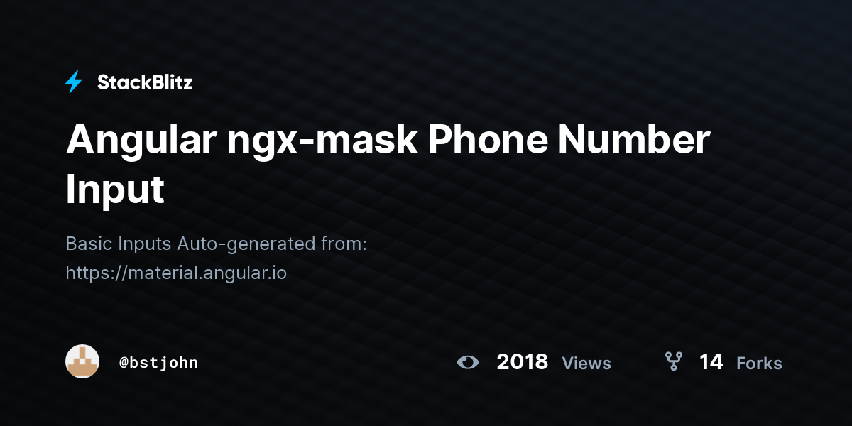 Angular ngx-mask Phone Number Input - StackBlitz