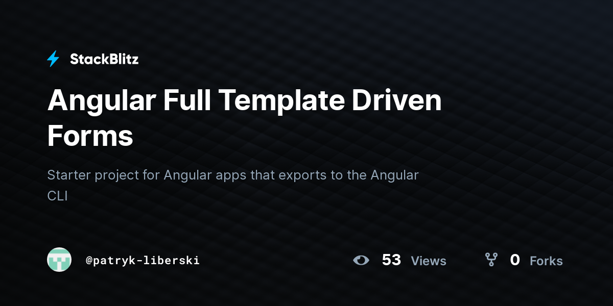 Angular Full Template Driven Forms - StackBlitz