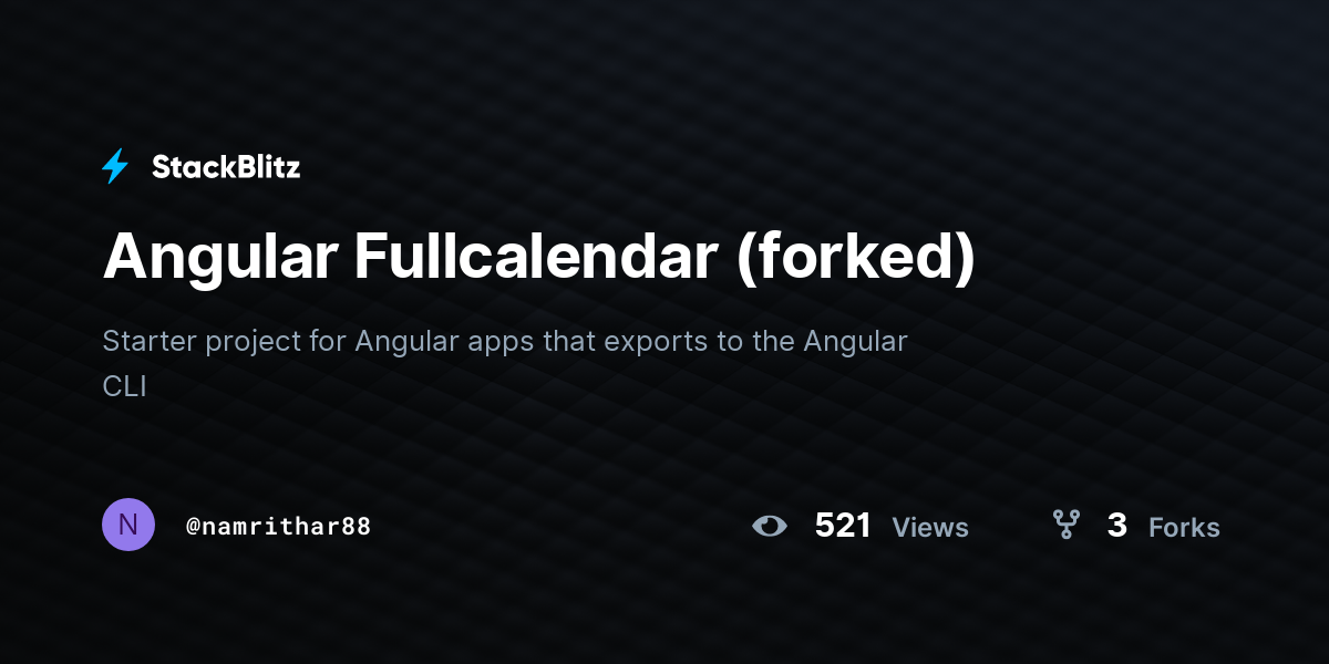 Angular Fullcalendar (forked) - StackBlitz