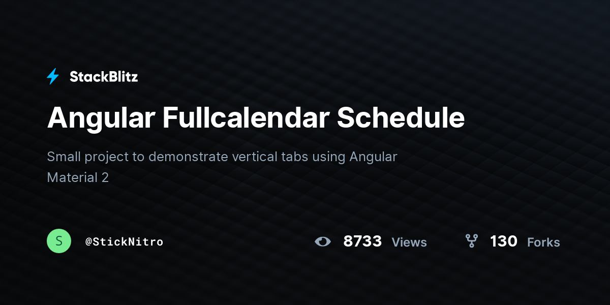 Angular Fullcalendar Schedule - StackBlitz