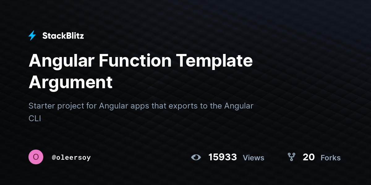 Angular Function Template Argument Stackblitz