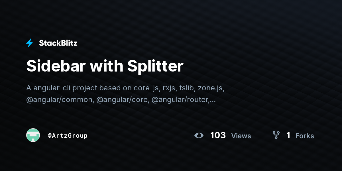 Sidebar with Splitter - StackBlitz