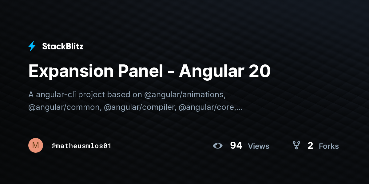 Expansion Panel - Angular 20 - StackBlitz