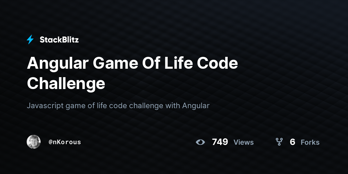 Angular Game Of Life Code Challenge - StackBlitz