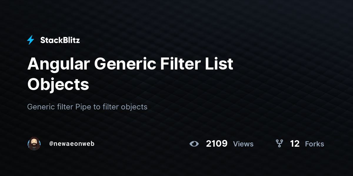 Angular Generic Filter List Objects - StackBlitz