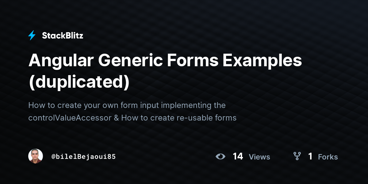 Angular Generic Forms Examples (duplicated) - StackBlitz