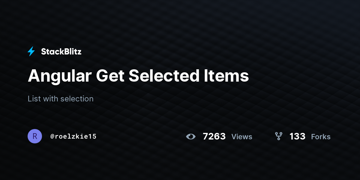 Angular Get Selected Items - StackBlitz